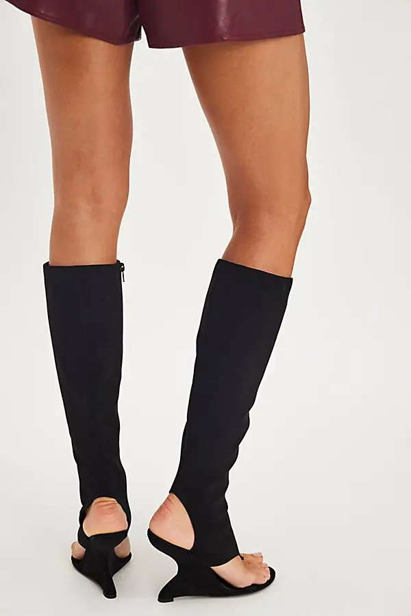 Jeffrey Campbell Alix Knee-high Wedges - Black Suede