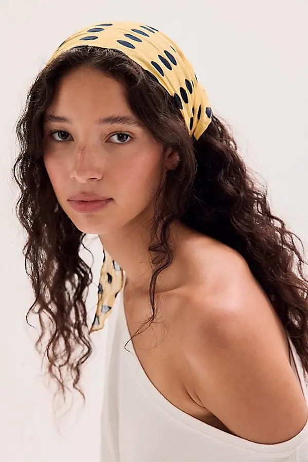 Free People Bailee Hair Scarf - Buttery Yellow And Black