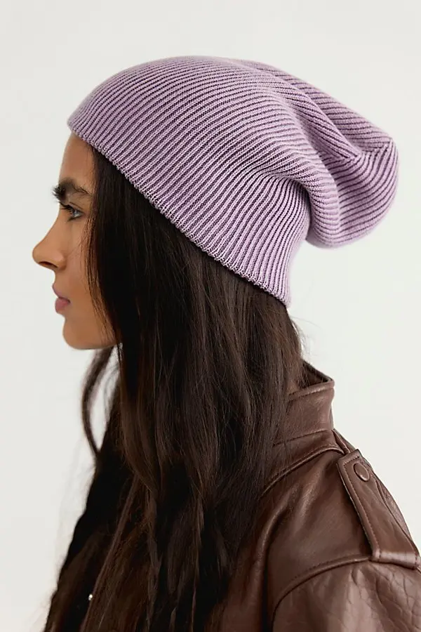 Free People Lou Slouchy Beanie - Fig