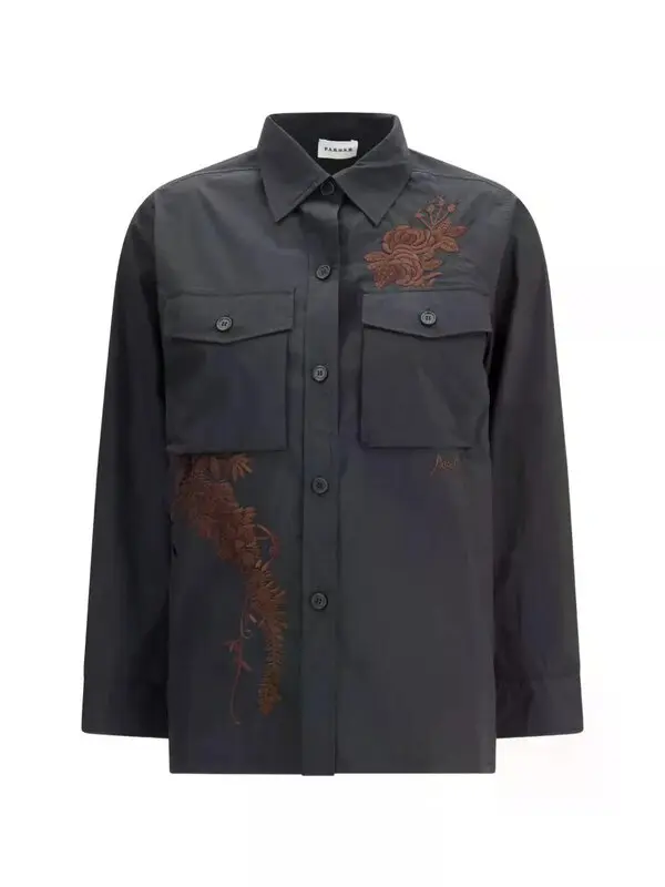 P.a.r.o.s.h Flower-embroidered Shirt - Black