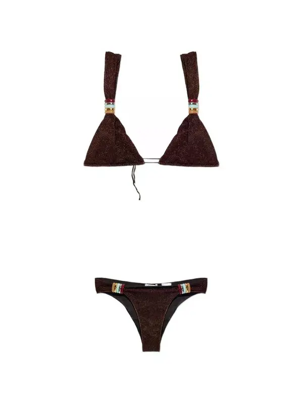Oseree Ring-detail Triangle Bikini - Brown