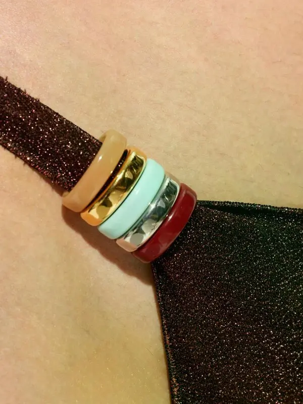 Oseree Ring-detail Triangle Bikini - Brown