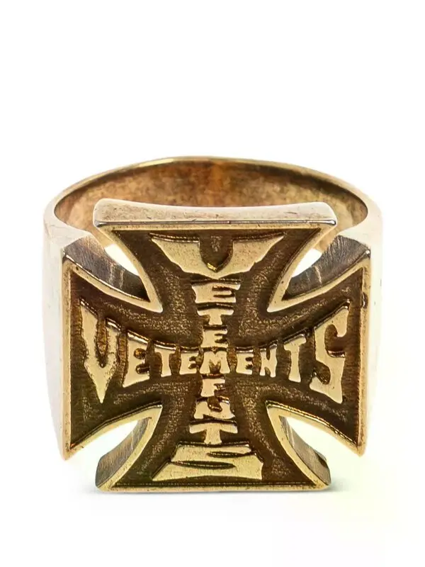 Vetements Cross Band Ring - Gold