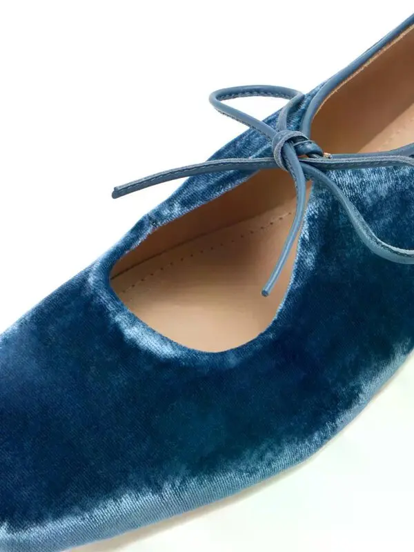 ANDREA GOMEZ Amelia Velvet Ballet Flats - Blue