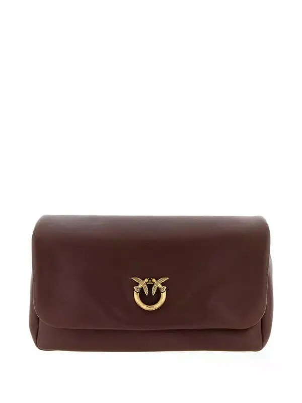 Pinko Soft Leather Cross Body Bag With Logo Detail - Red