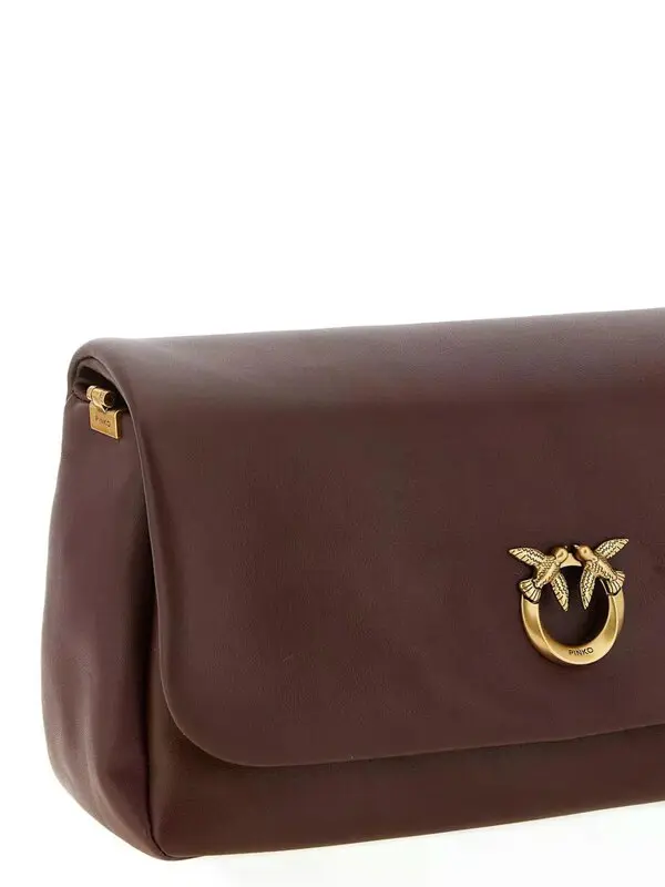 Pinko Soft Leather Cross Body Bag With Logo Detail - Red