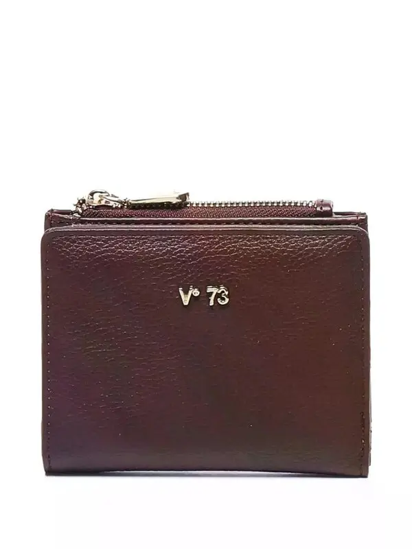 V°73 Lettering Logo Zip Wallet - Brown