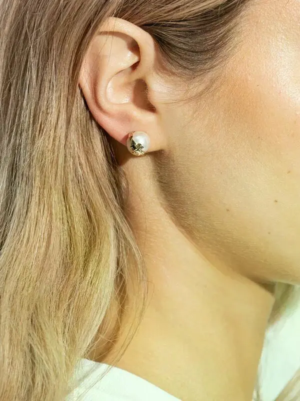 Tory Burch Pearl Logo Earrings