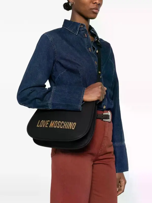 Moschino Logo Shoulder Bag - Black