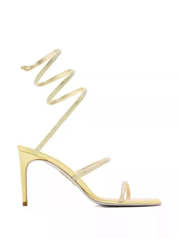 Rene Caovilla Cleo Strass Heeled Sandals - Yellow