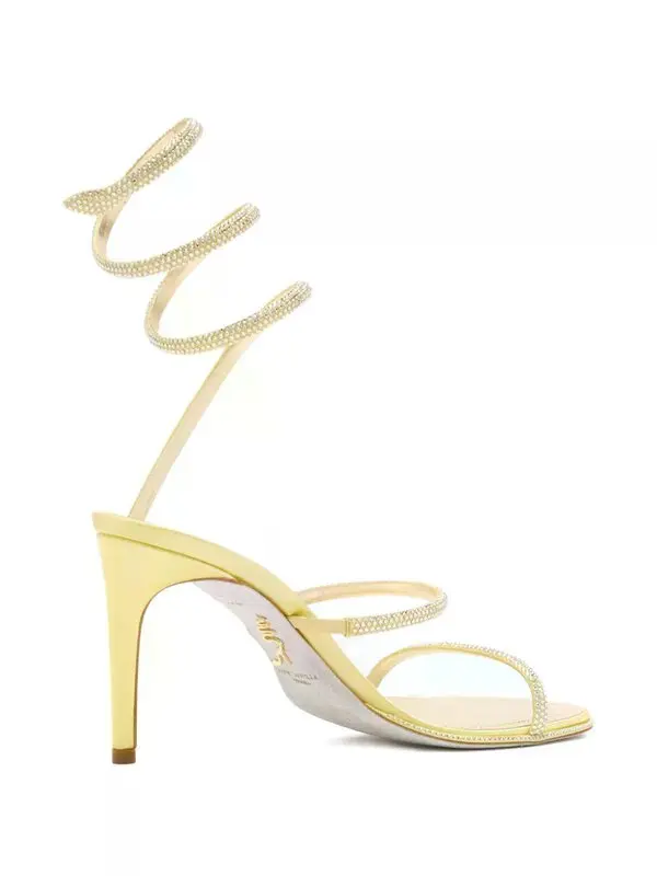 Rene Caovilla Cleo Strass Heeled Sandals - Yellow