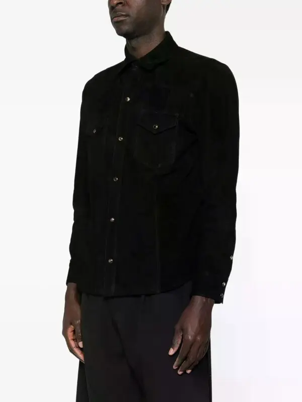 RIFUGIO Suede Chest Pockets Shirt - Black