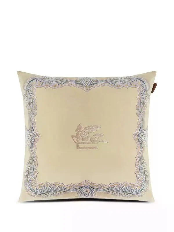 Etro Logo-embroidered Cushion 42cm X 42cm - Neutrals