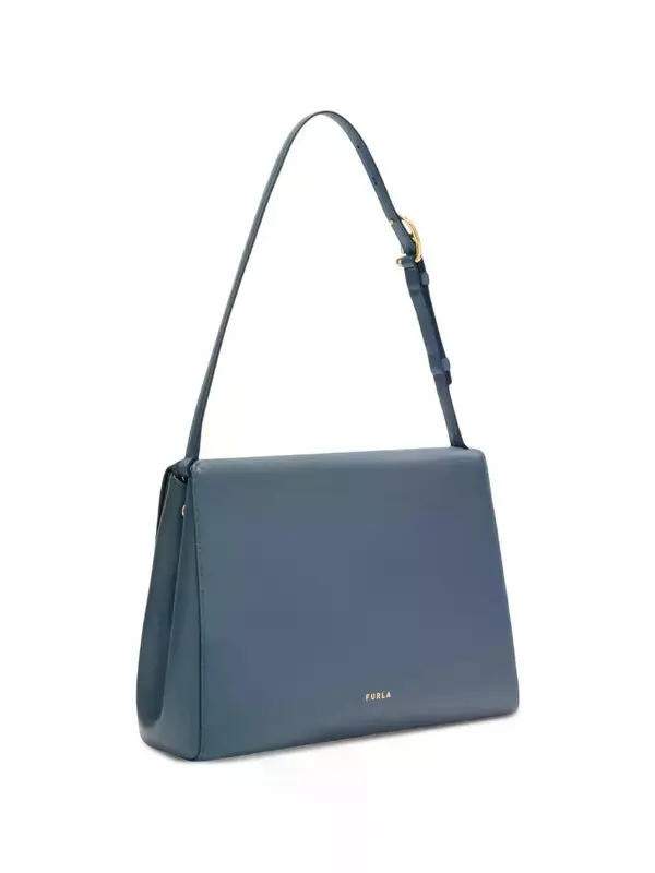 Furla Domus Calfskin Leather Shoulder Bag With Sfera Hardware - Blue