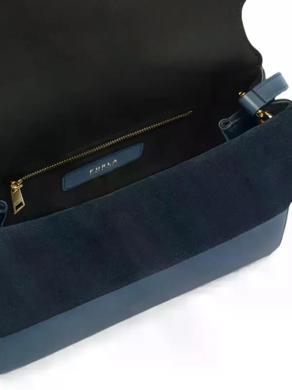 Furla Domus Calfskin Leather Shoulder Bag With Sfera Hardware - Blue
