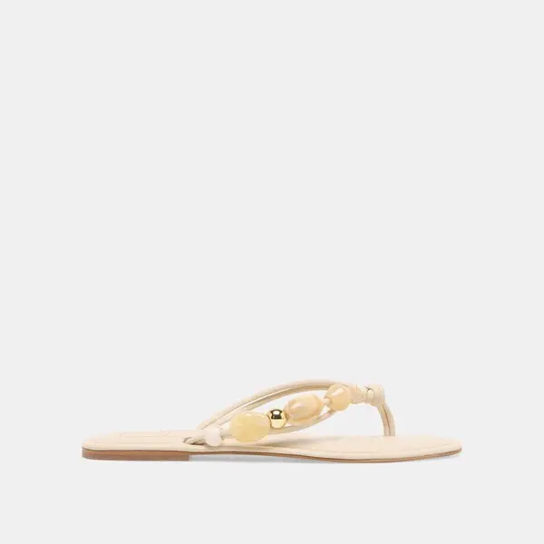 DOLCEVITA Cely Beaded Thong Sandals - Ivory Leather