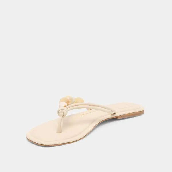 DOLCEVITA Cely Beaded Thong Sandals - Ivory Leather