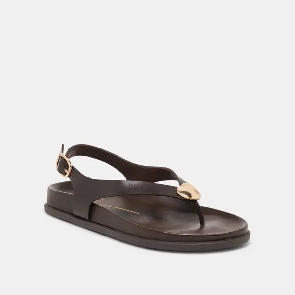 DOLCEVITA Jony Leather Slingback Thong Sandals - Dk Brown Leather