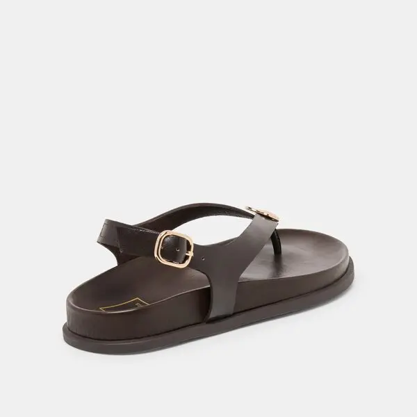 DOLCEVITA Jony Leather Slingback Thong Sandals - Dk Brown Leather