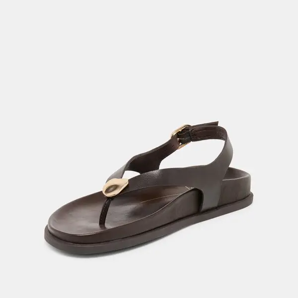 DOLCEVITA Jony Leather Slingback Thong Sandals - Dk Brown Leather
