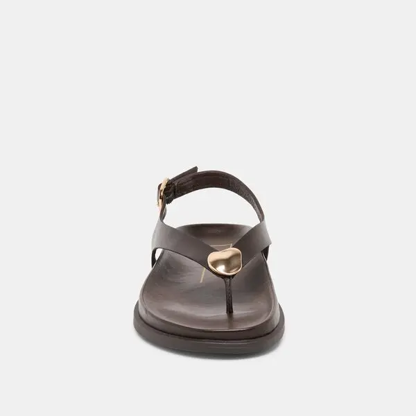 DOLCEVITA Jony Leather Slingback Thong Sandals - Dk Brown Leather