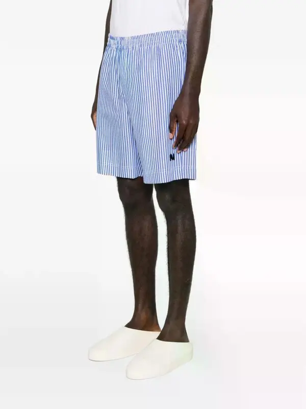 MSGM Striped Shorts With Logo Patch