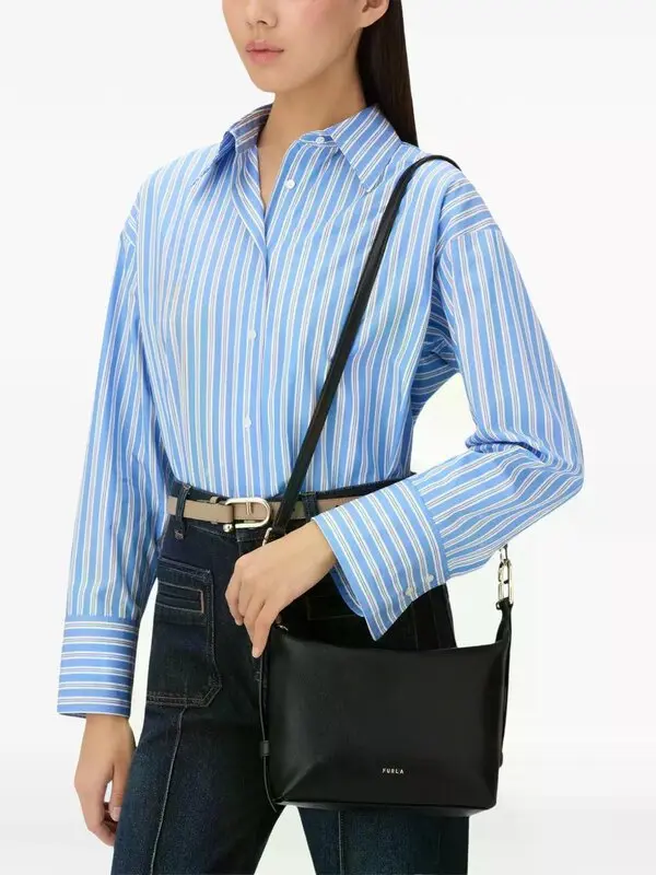 Furla Tonie Textured Shoulder Bag - Black