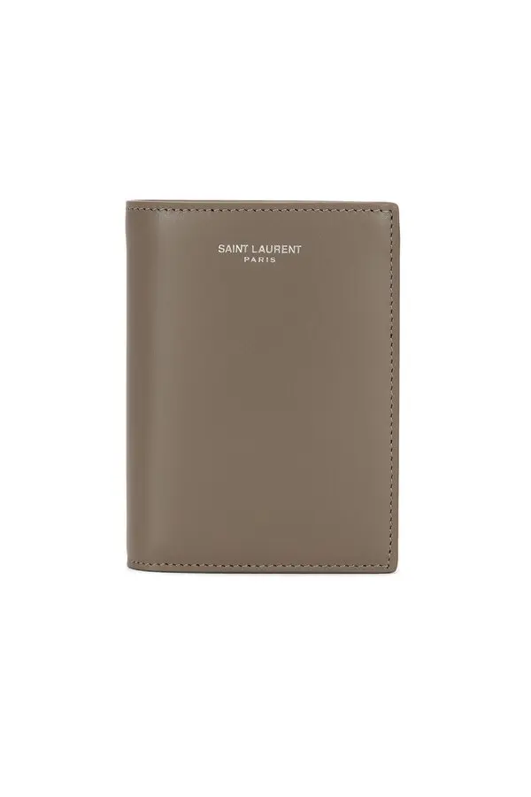 Saint Laurent Credit Card Wallet In Taupe - Plaza Taupe