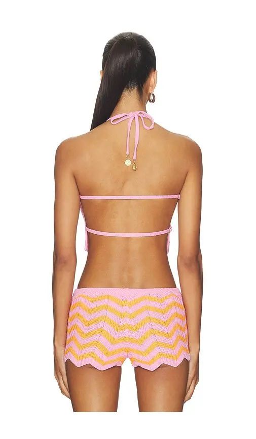 KULANI KINIS Chevron Knit Halter Crop Top - Sundrenched
