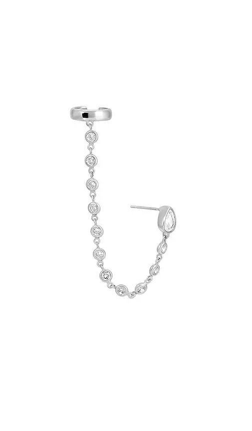 Ettika Crystal Chain Ear Cuff - Clear Crystal & Silver