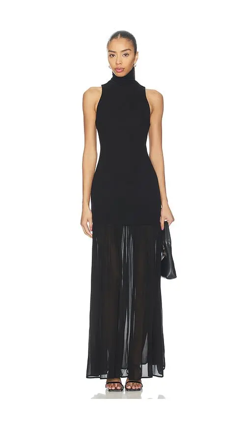 sleeveless black turtleneck dress Deluc Tessa Black Sleeveless Turtleneck Midi Dress