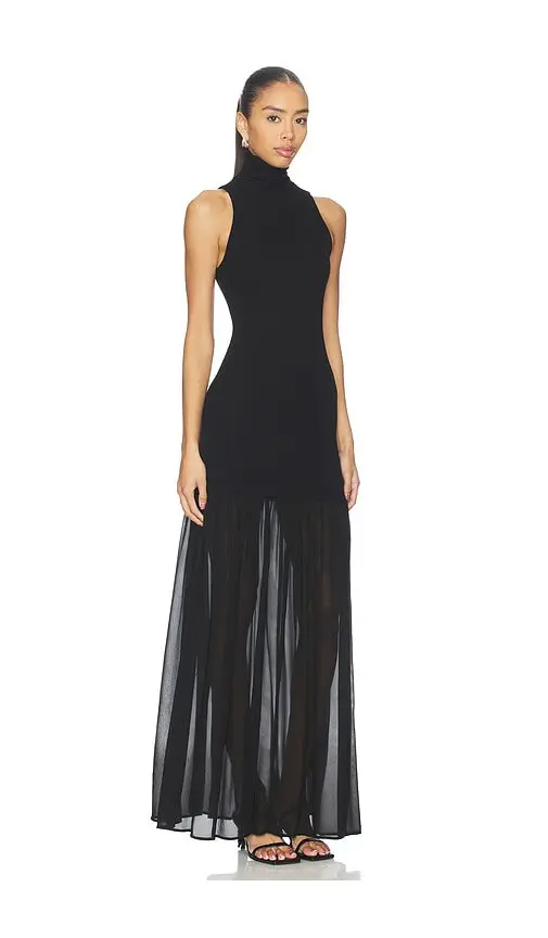 norma kamali halter turtleneck side-slit stretch jersey midi dress Anthropologie Norma Kamali Halter Turtleneck Side-Slit Midi Dress Blue Sz  Small