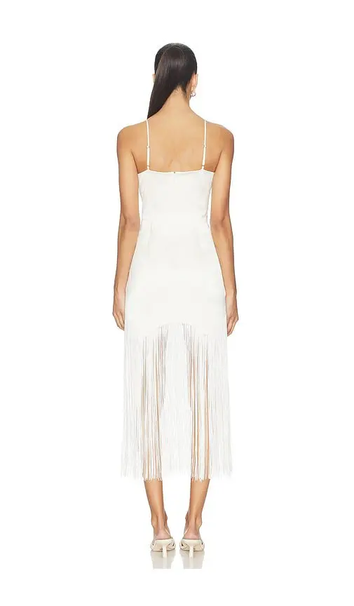 FLEUR DU MAL Satin Fringe Maxi Dress