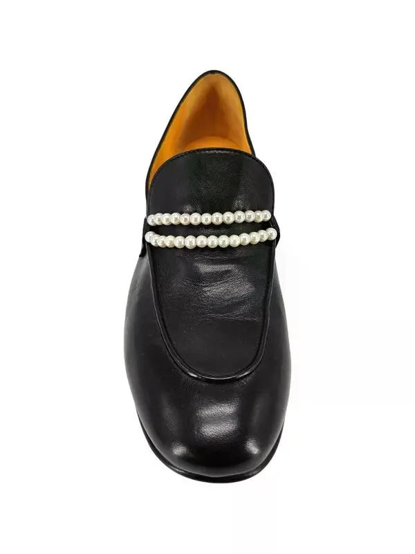 MADISON MAISON Leather Loafers With Pearl Detailing - Black