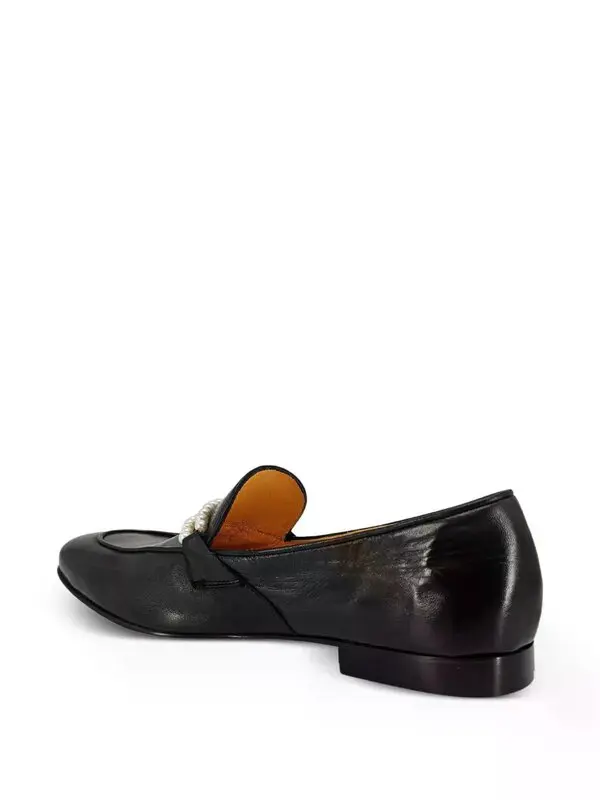 MADISON MAISON Leather Loafers With Pearl Detailing - Black