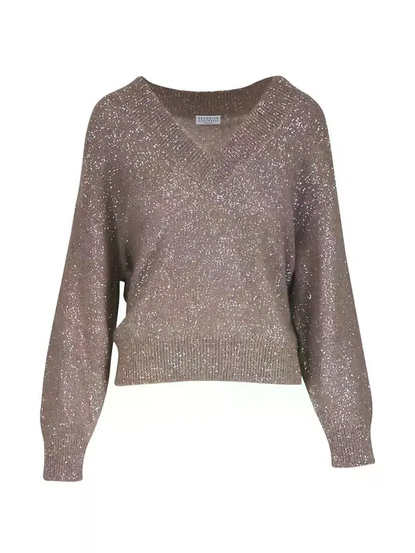 Brunello Cucinelli V-neck Embellished Sweater