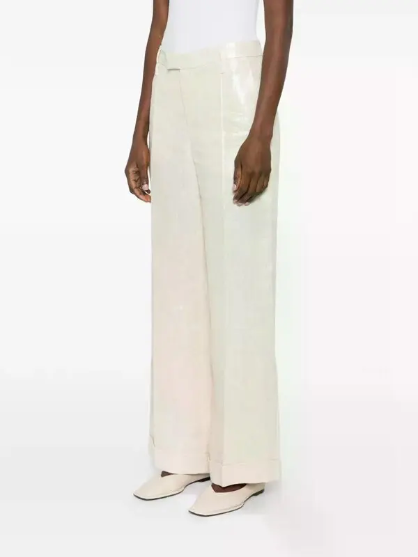 Brunello Cucinelli Lurex Effect Linen Palazzo Pants - Neutrals