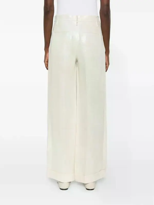 Brunello Cucinelli Lurex Effect Linen Palazzo Pants - Neutrals