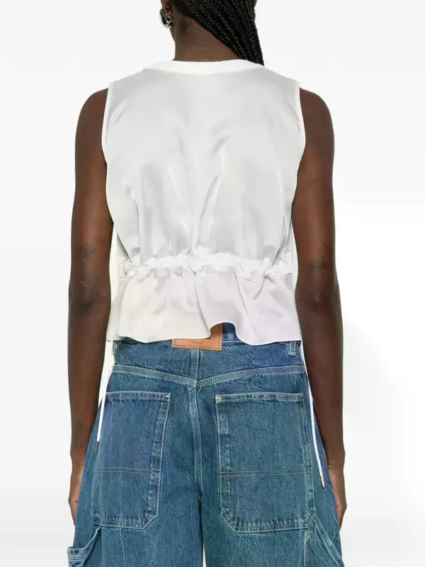 Sacai Buttoned Drawstring Waistcoat - White