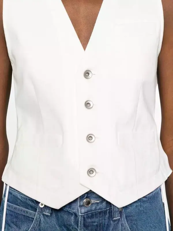 Sacai Buttoned Drawstring Waistcoat - White