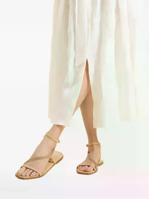 Eleventy Crystal-embellished Ankle Strap Sandals