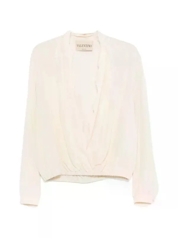 Valentino Garavani Lace-neck Blouse - Neutrals