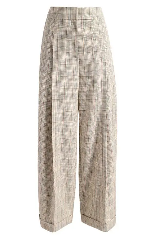 BOSS Telda Plaid Pleated High-waist Trousers