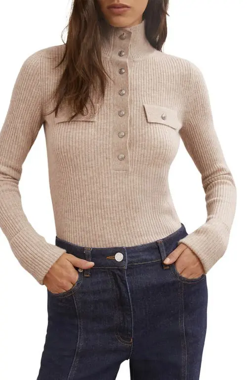 REISS Elly Wool Rib Sweater - Neutral