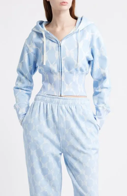 LoveShackFancy Arienne Ribbon Print Hoodie - Chilled Blue