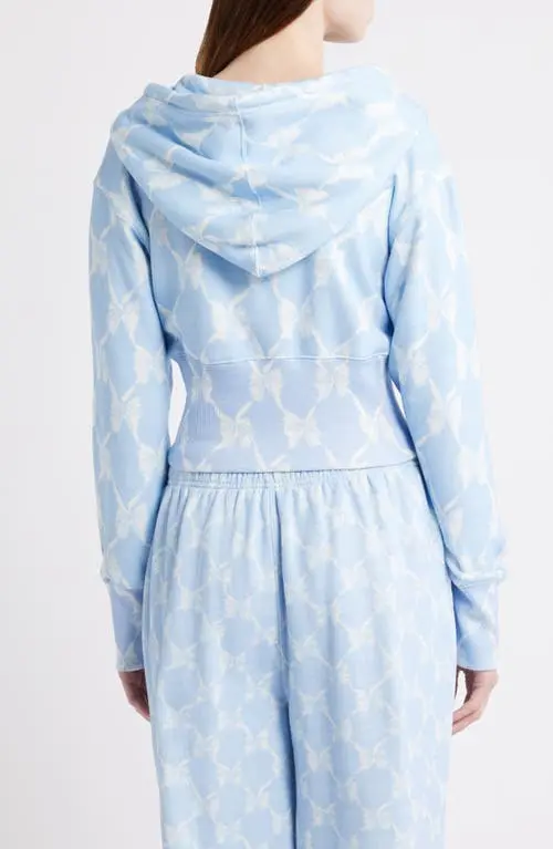 LoveShackFancy Arienne Ribbon Print Hoodie - Chilled Blue