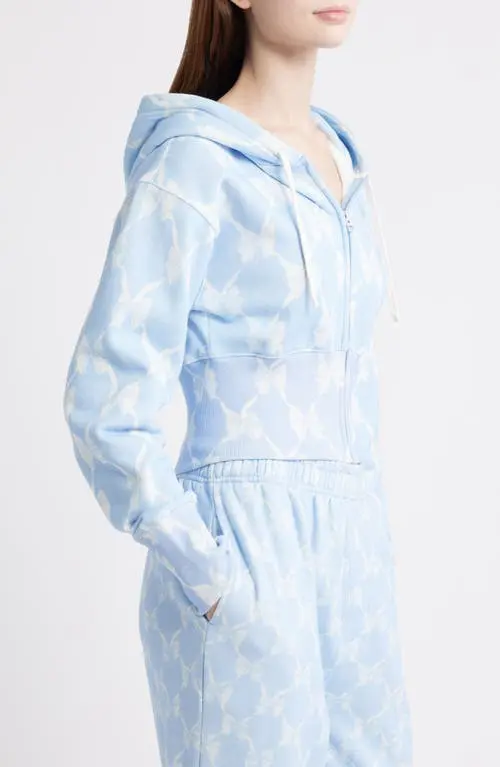 LoveShackFancy Arienne Ribbon Print Hoodie - Chilled Blue
