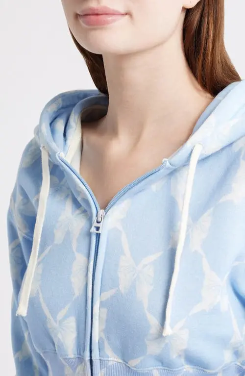 LoveShackFancy Arienne Ribbon Print Hoodie - Chilled Blue