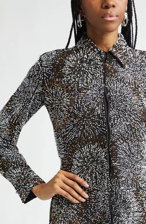 Rabanne Firework Embellished Crepe Shirt