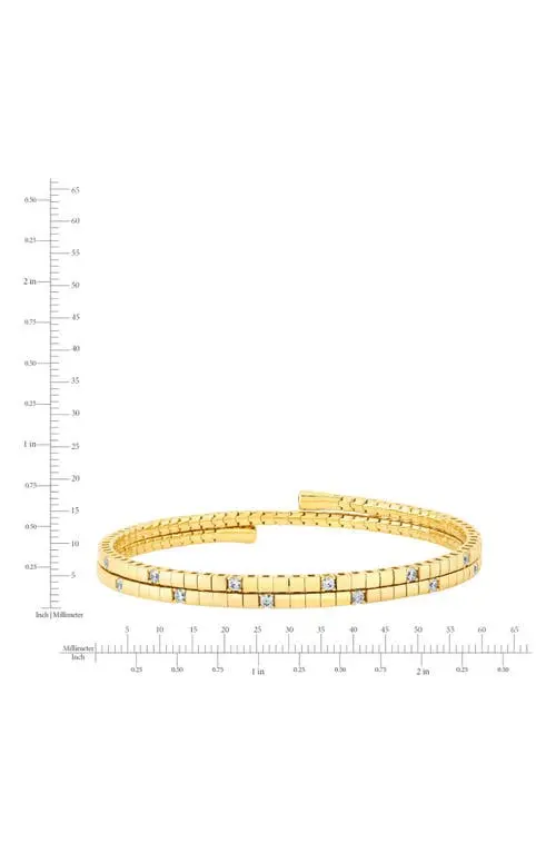CRISLU Pure Flex Three Row Zirconia Bracelet - 18kt Yellow Gold/clear Stone
